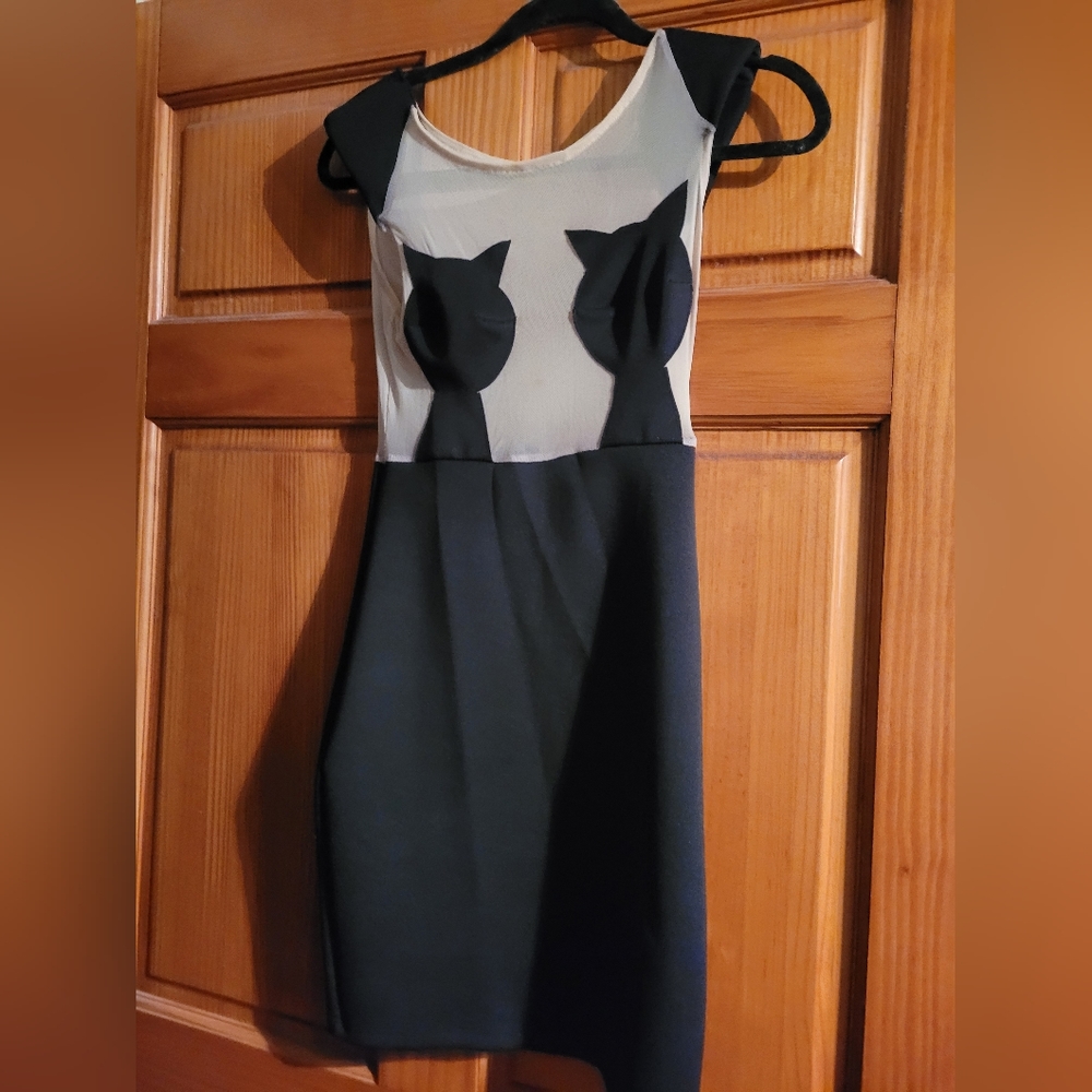 Mesh/Neoprene Kitty Themed Dress - Gem